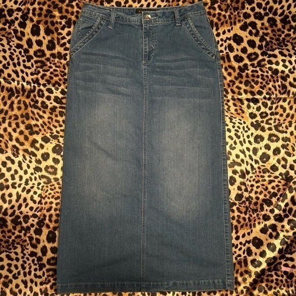 Baccini | Skirts | Vintage Baccini Medium Wash Denim Midi Skirt | Poshmark